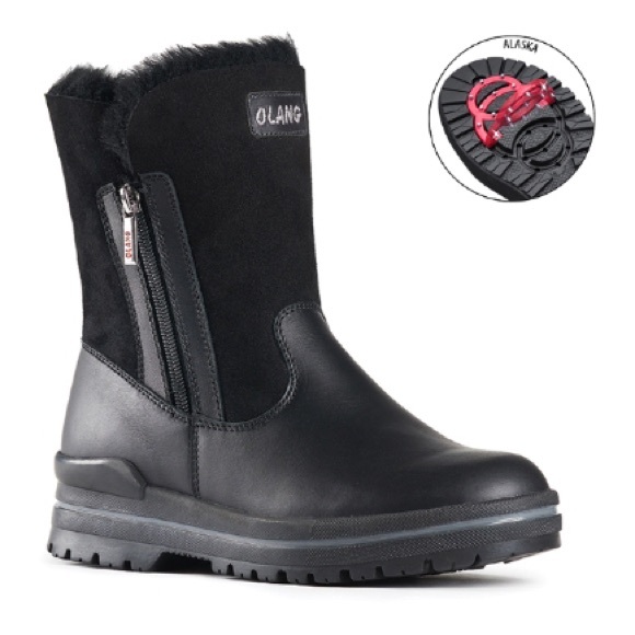 Olang | Shoes | Olang Debora Black Leather Snow Boot With Cleats | Poshmark